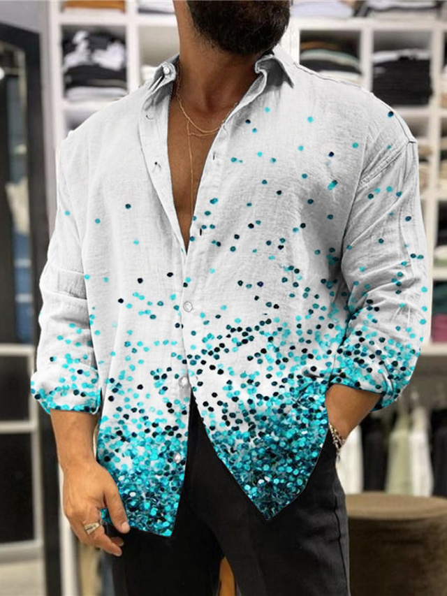 Homme Chemise Graphic Col Rabattu Bleu 3d Effet Extérieur Plein Air