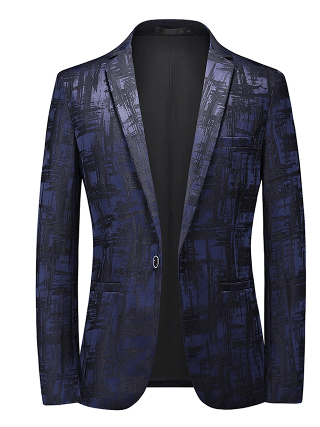 Men's Fashion Blazer Regular Standard Fit Checkered Single Breasted One ...