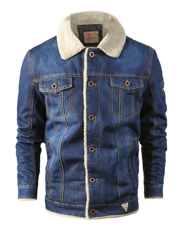Men's Winter Jacket Winter Coat Denim Jacket Durable Daily Wear ...