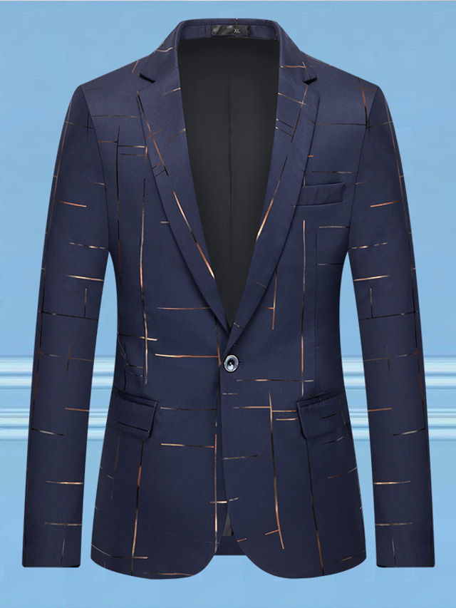 Men's Fashion Blazer Regular Standard Fit Striped Single Breasted One ...
