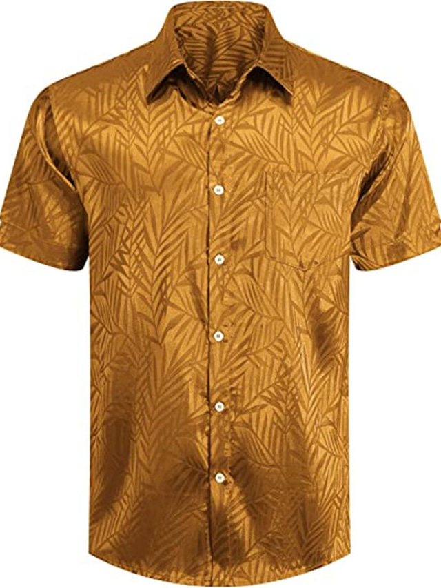 Homme Chemise Chemisette Chemise Dété Imprimés Photos Feuilles Col