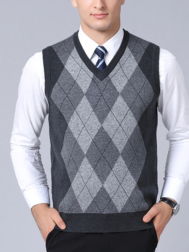 Herren Pullunder Wollpullover Pullover Gerippt Stricken Strick ...