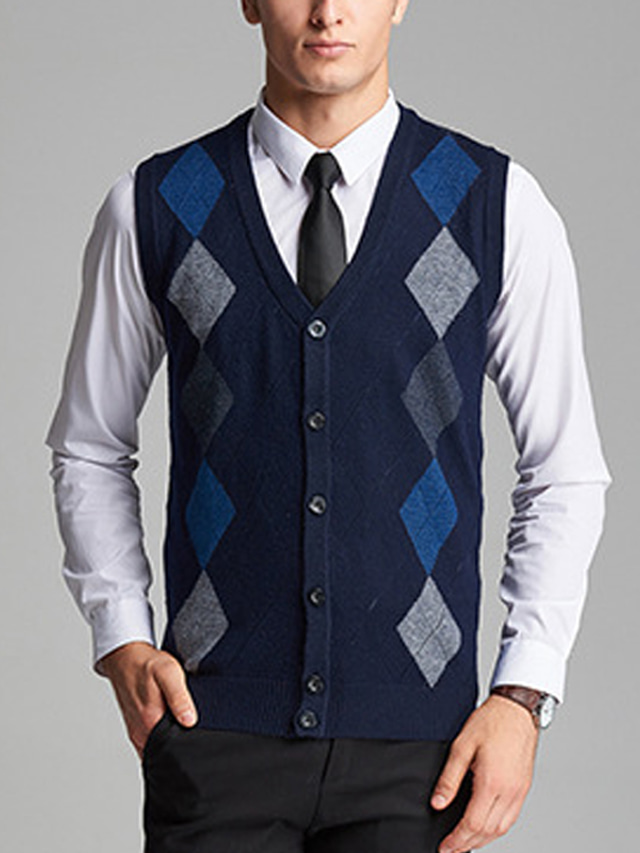 Herren Pullunder Wollpullover Gerippt Stricken Strick Button-Down ...