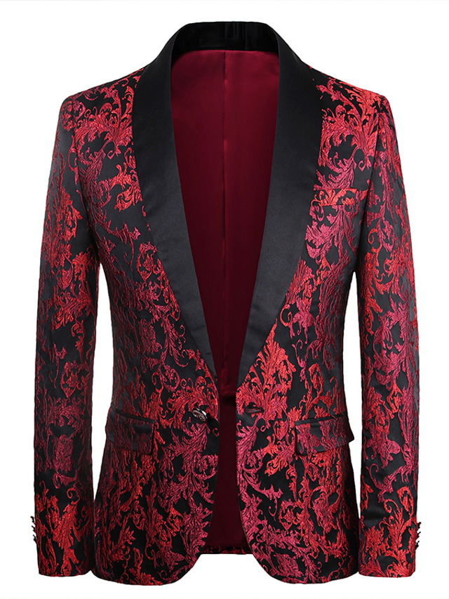 Men's Classic Blazer Regular Standard Fit Floral Single Breasted One ...