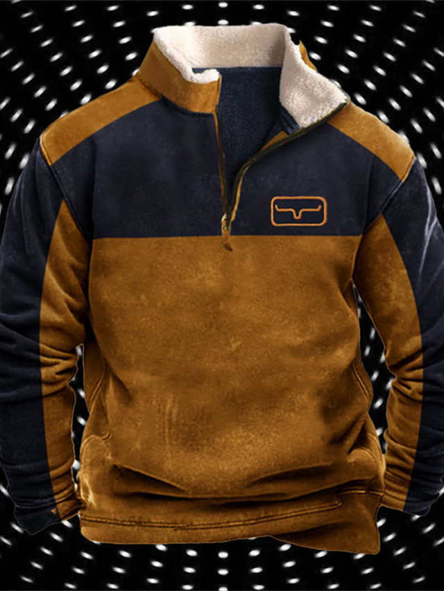 Homme Sweat Zippé Sweat Rouge Bleu Violet Marron Vert Demi Fermeture