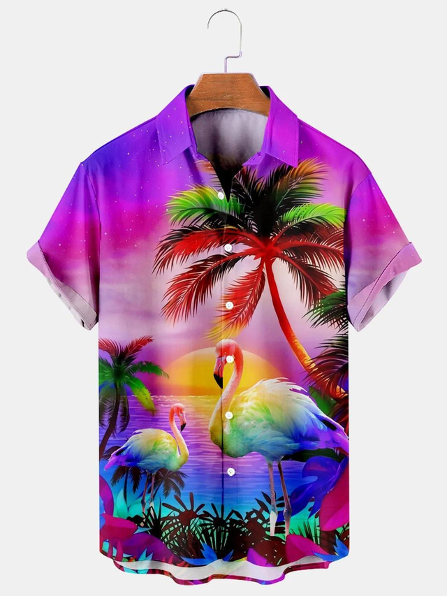 Men S Shirt Summer Hawaiian Shirt Coconut Tree Graphic Prints Turndown