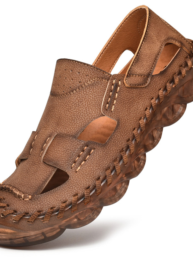 Herr Sandaler Platta sandaler Lädersandaler Ledigt Strandstil Utomhus ...
