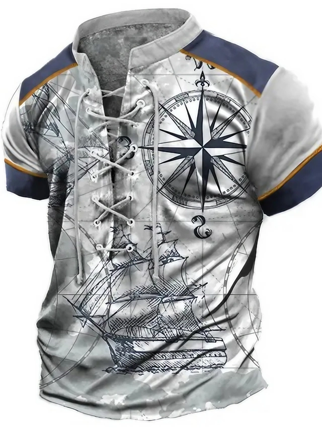 Men's T shirt Tee Graphic Anchor Compass Stand Collar Clothing Apparel ...