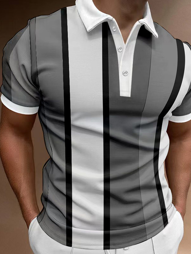 Hombre Polos con botones POLO Casual Festivos Diseño Manga Corta Moda ...
