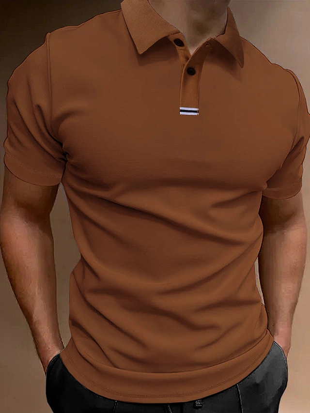 Hombre Polos con botones POLO Casual Festivos Diseño Manga Corta Moda ...