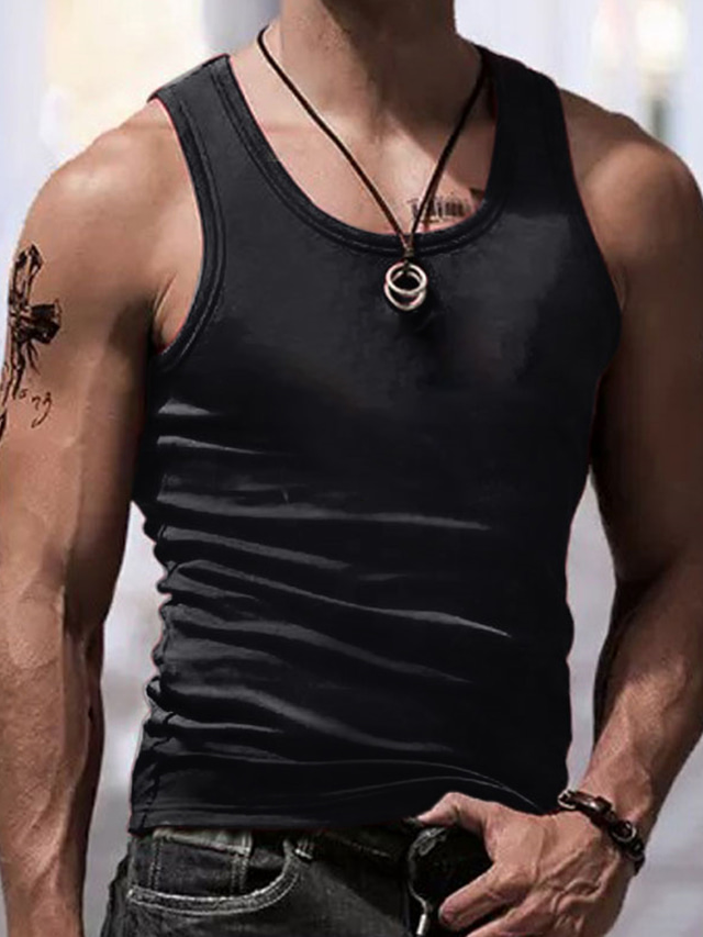 Herren Tank Top Shirt Unterhemden Ärmelloses Hemd Glatt U Ausschnitt