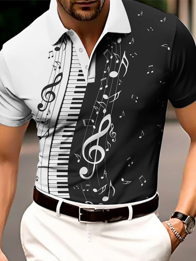 Men's Polo Shirt Lapel Polo Button Up Polos Golf Shirt Graphic Prints ...