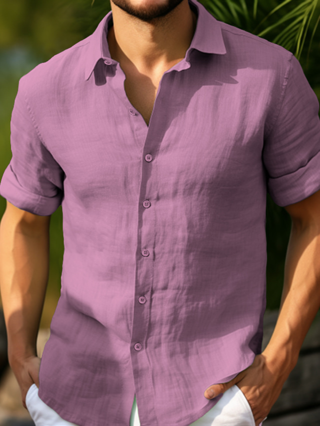 Homme Chemise Chemise boutonnée Chemise décontractée Jaune Rose Claire Bleu Bleu Ciel Violet ...