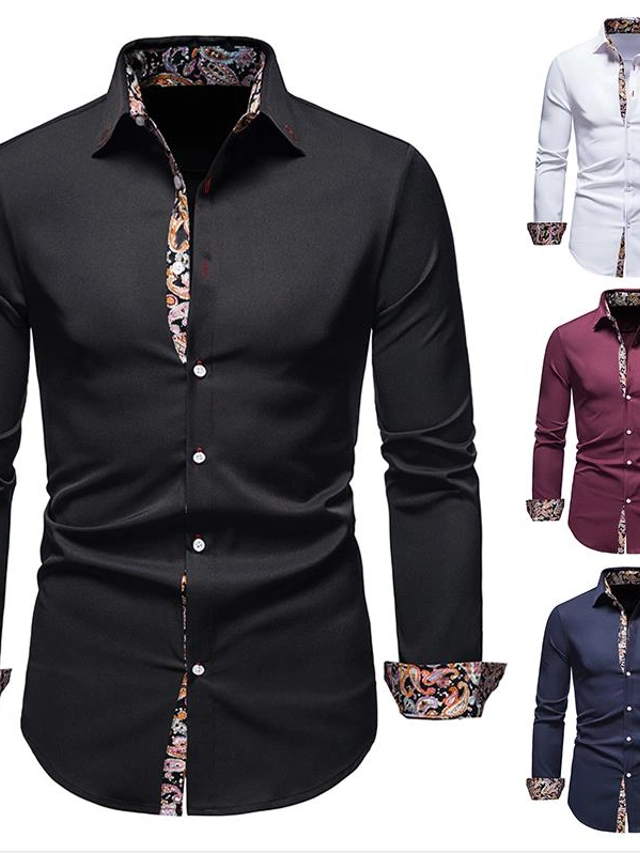 Herren Hemd Oberhemd Print Paisley-Muster Abstrakt Umlegekragen Täglich ...