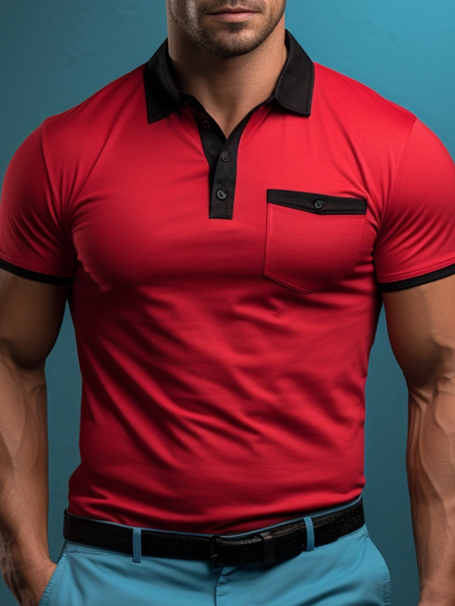 Men's Polo Shirt Button Up Polos Casual Holiday Classic Short Sleeve ...