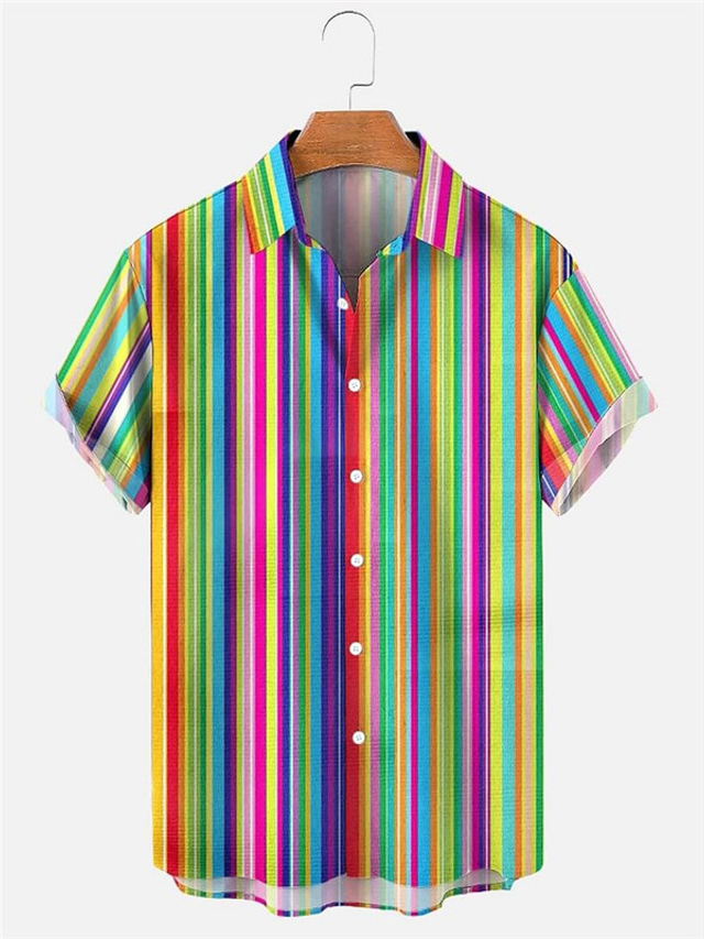 Streep LHBT Casual Voor heren Overhemd Alledaagse kleding Uitgaan ...
