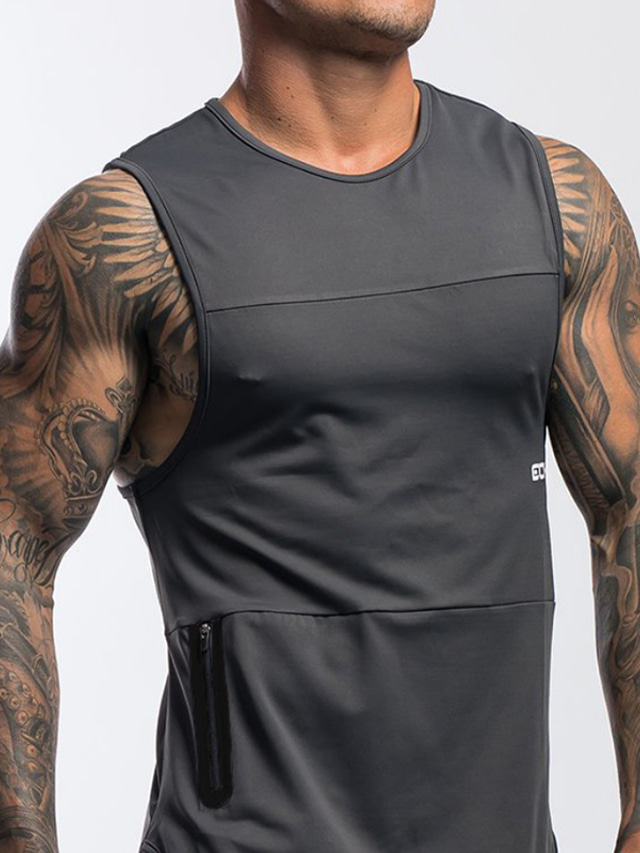 Men's GYM Tank Compression Tank Running Tank Tank Crew Neck Sleeveless Sports & Outdoor Vacation ...