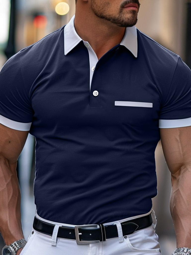 Men's Golf Shirt Pique Polo Shirt Formal Business Ribbed Polo Collar ...