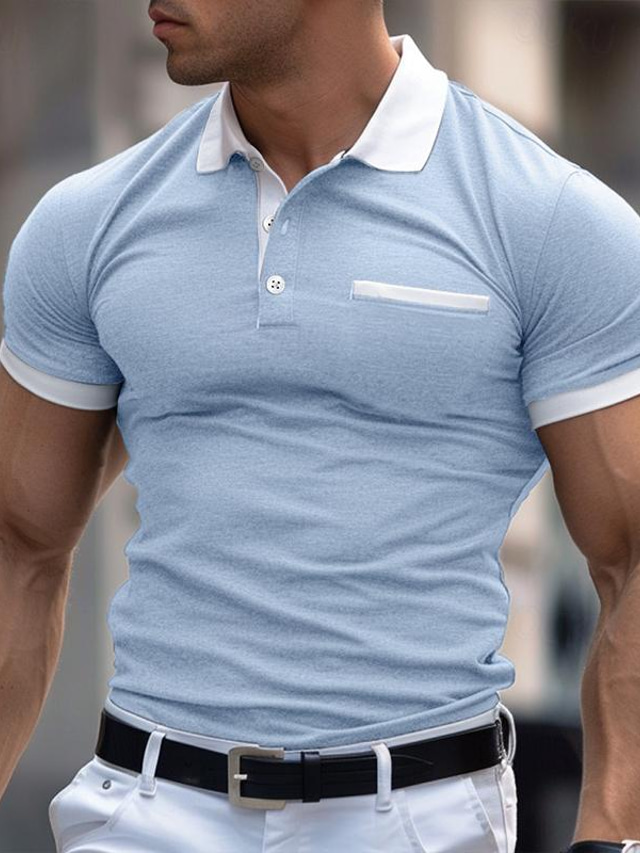 Men's Business Polo Pique Polo Shirt Formal Business Lapel Ribbed Polo ...