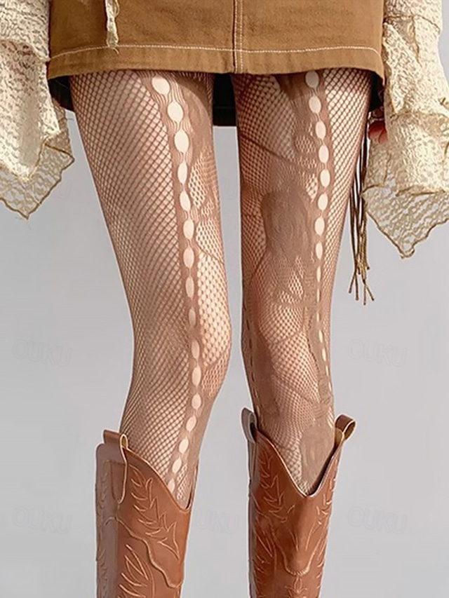 Women's Vintage Lace Fishnet Tights – Intricate Floral Patterned ...