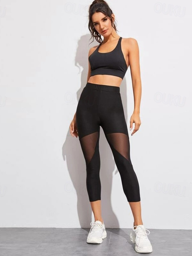 Women's Yoga Pants Yoga Leggings Patchwork Basic Butt Lift Tummy ...